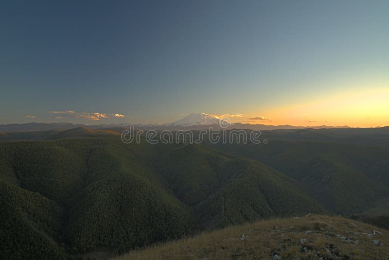 Mount Elbrus volcano stock image. Image of october, haze - 374695335