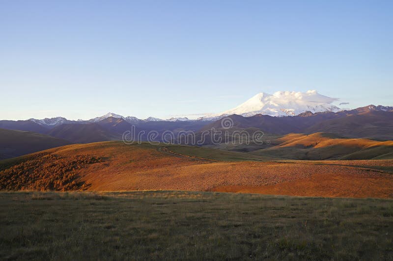 Mount Elbrus volcano stock image. Image of forest, travel - 374695347