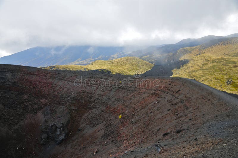 Caldera Rim of Mount Etna, Sicily Stock Photo - Image of level, hiking ...