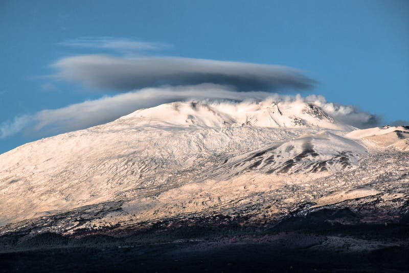 Mount Etna (volcano) stock photo. Image of winter, italy - 65130436