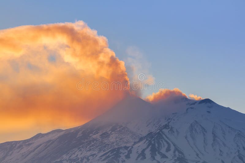 Mount Etna Volcano at Sunset Stock Photo - Image of nature, natural ...