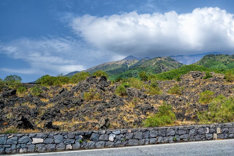 Mount Etna Volcano, View from the Valley Stock Image - Image of ...
