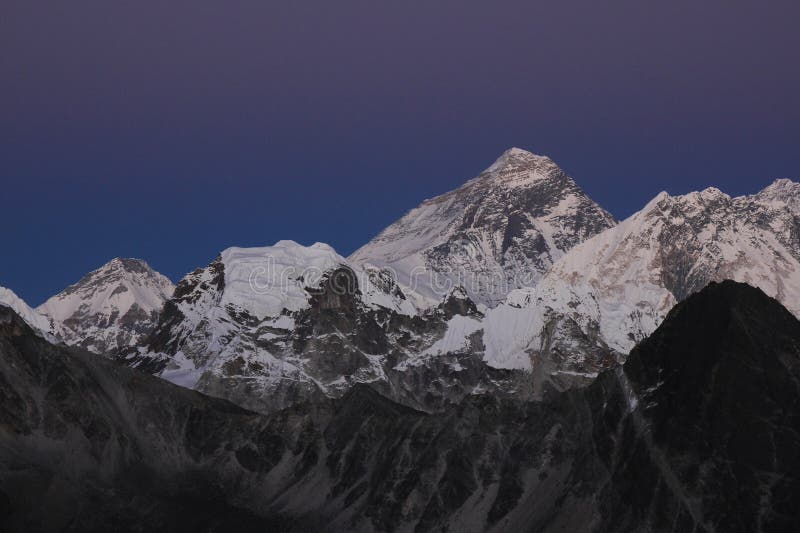 Mount Everest in the Blue Hour, View from Gokyo Ri Stock Image - Image ...
