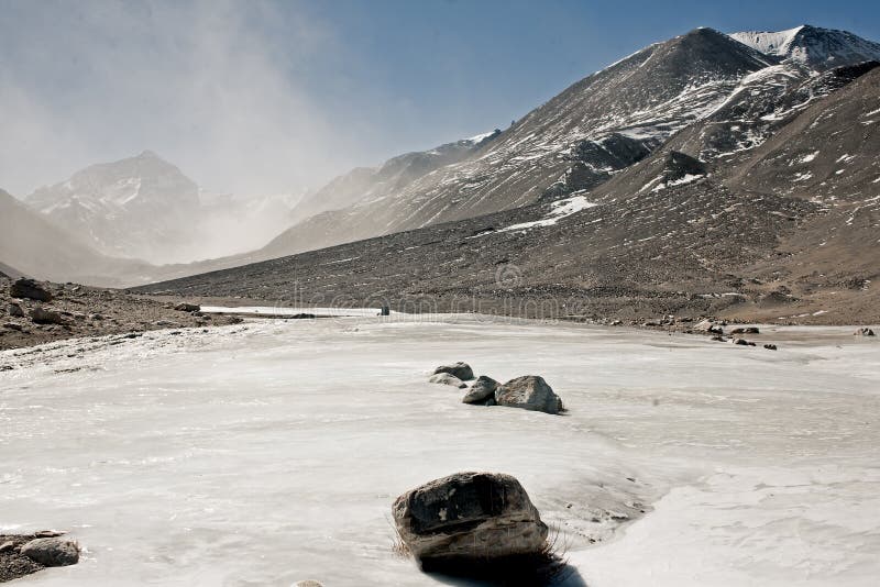 Mount Everest, the Glacier, Automotive Background Stock Image - Image ...