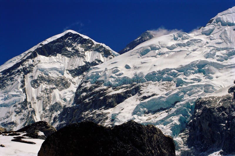 Mount Everest and Nuptse Peak Everest Trek Nepal Stock Photo - Image of ...