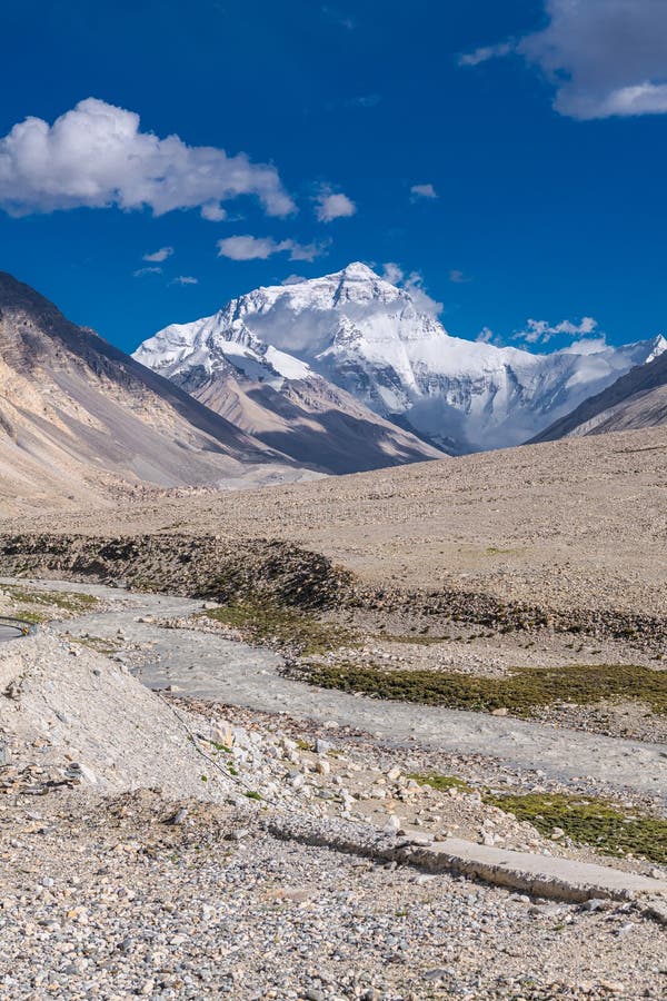 Mount Everest Summit and Base Camp from Tibetan Side in China Stock ...