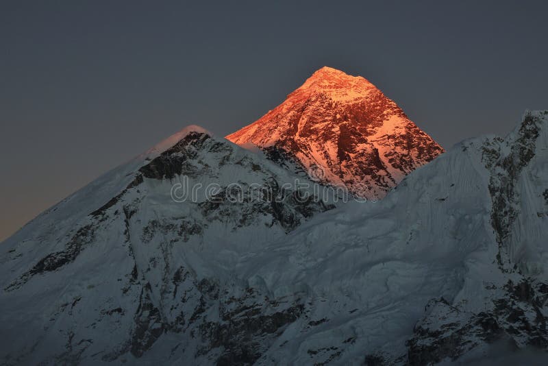Mount Everest at sunset stock image. Image of hiking - 83567515
