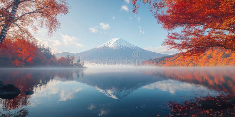 Mount Fuji Autumn Scenery stock image. Image of japan - 363568627
