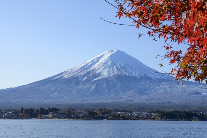 Mount Fuji on the Background Wallpaper Stock Image - Image of town ...
