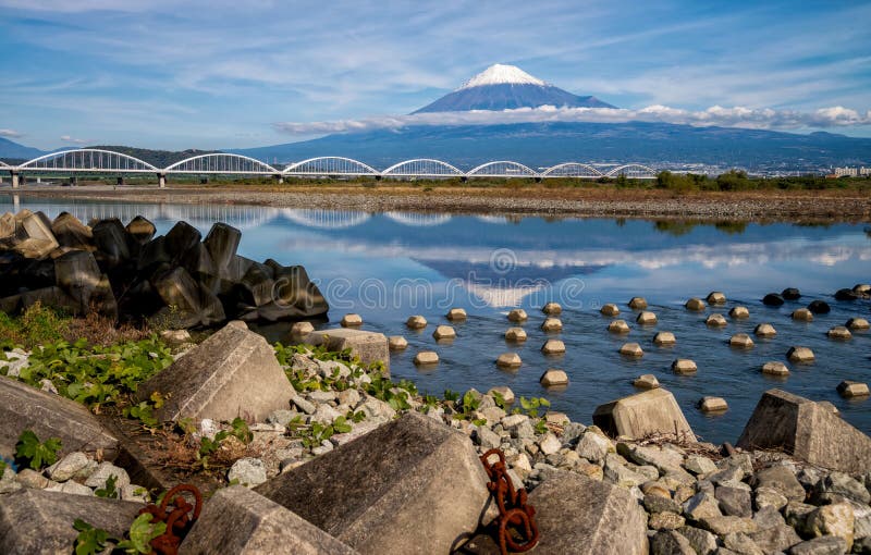 Mount Fuji with bridge stock image. Image of water, high - 81751205