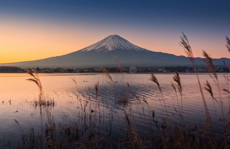 Mount Fuji at dawn stock photo. Image of blue, east, dawn - 59000722