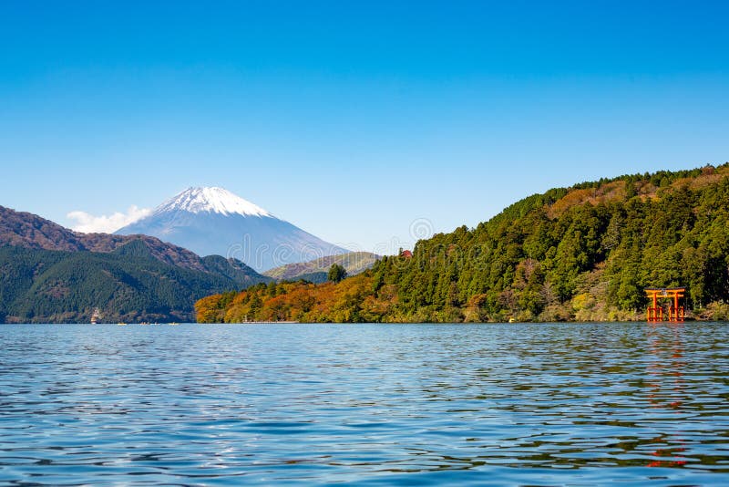 Mount Fuji, Japan. Lake Ashi in Hakone Stock Image - Image of boat ...