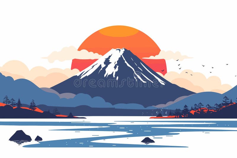 Mount Fuji in Japan Stock Image Isolated Vector Style Stock Vector ...