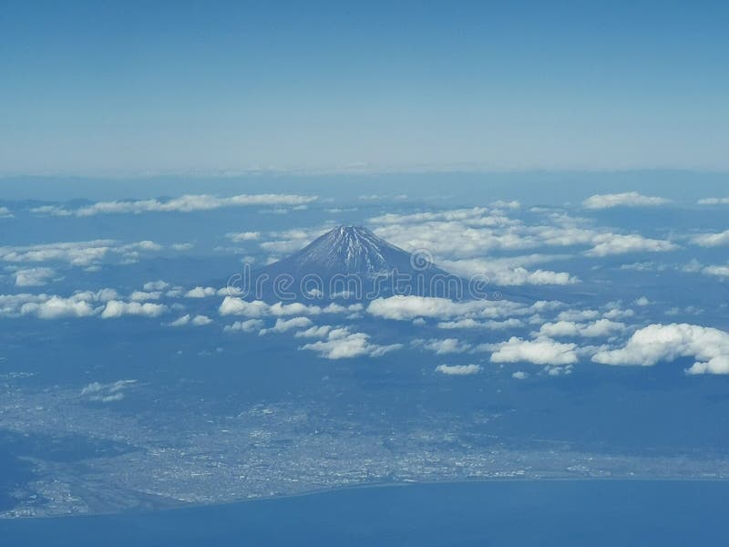 Mount Fuji, Japan Taken from an Airplane Stock Image - Image of ...