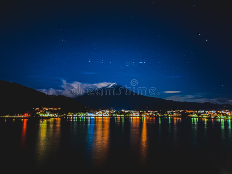 Mount Fuji stock image. Image of mount, fujisan, nightview - 226538767