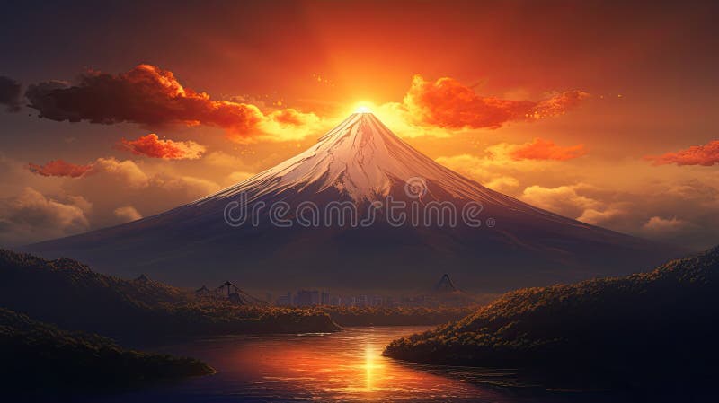 Mount Fuji Panorama Sunrise Stock Illustrations – 143 Mount Fuji ...