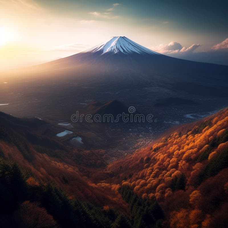 Mount Fuji at Sunrise. Beautiful Fuji Mountain. AI Generative Stock ...