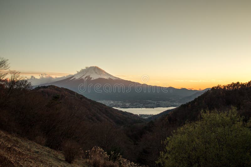 The Mount Fuji on Sunset Days. Stock Image - Image of fujiyama, cloud ...