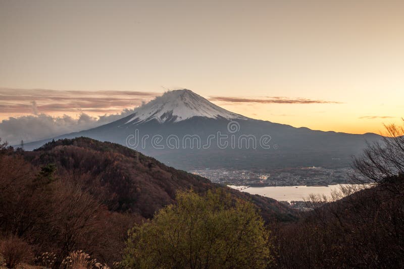 The Mount Fuji on Sunset Days. Stock Image - Image of scene, mount ...