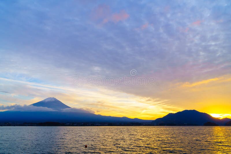 Mount Fuji sunset, Japan. stock image. Image of mount - 70493495