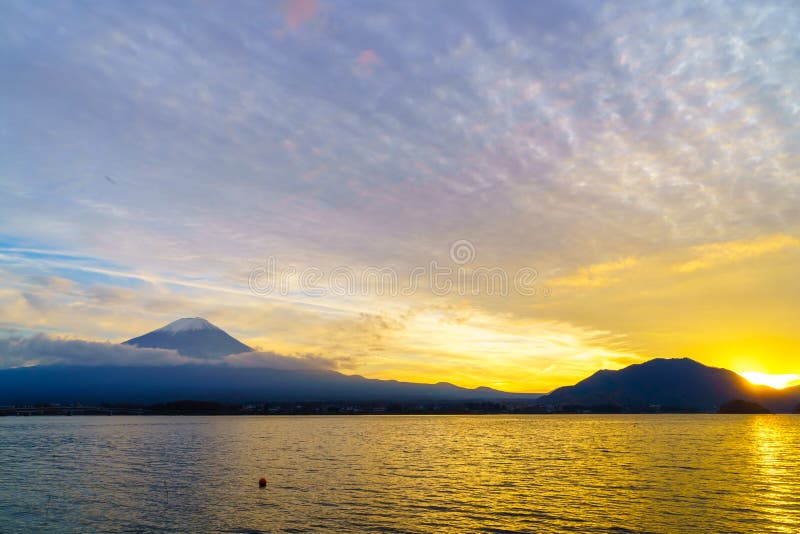 Mount Fuji sunset, Japan. stock image. Image of kawaguchiko - 70862643