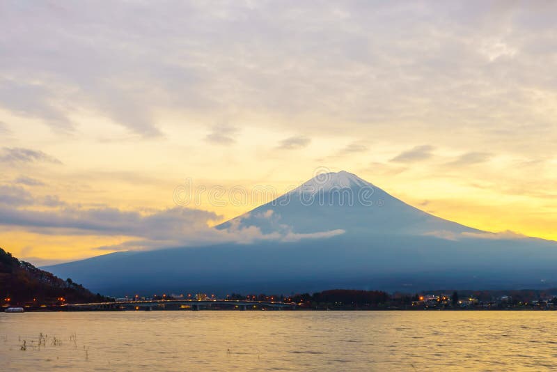 .Mount Fuji sunset, Japan stock photo. Image of forest - 72939036