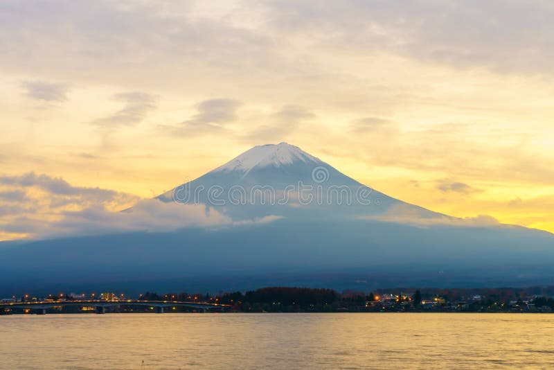 Mount Fuji sunset, Japan. stock image. Image of reflection - 74795191