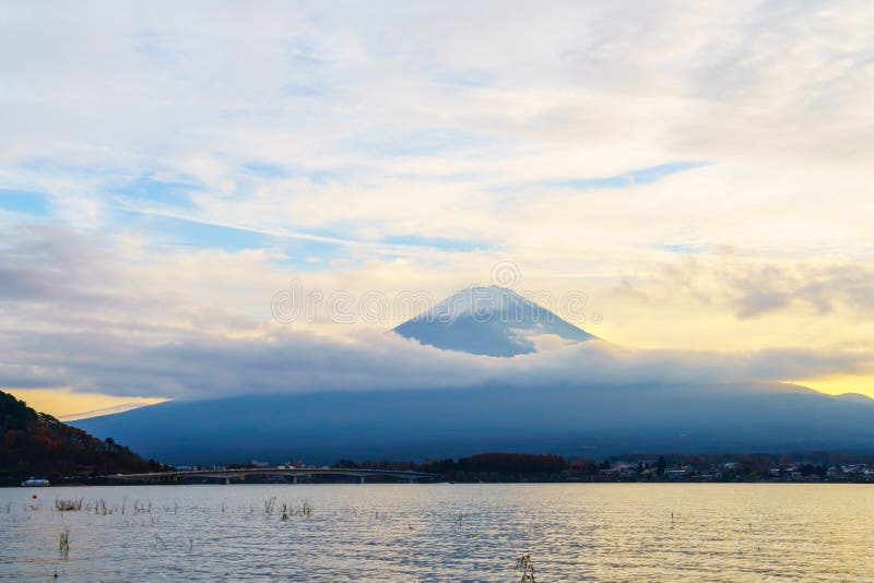 Mount Fuji sunset, Japan. stock image. Image of lake - 71781461