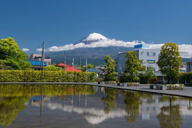 Mount Fujisan with Skyline Reflection on Waterr, Fujnomiya Stock Image ...