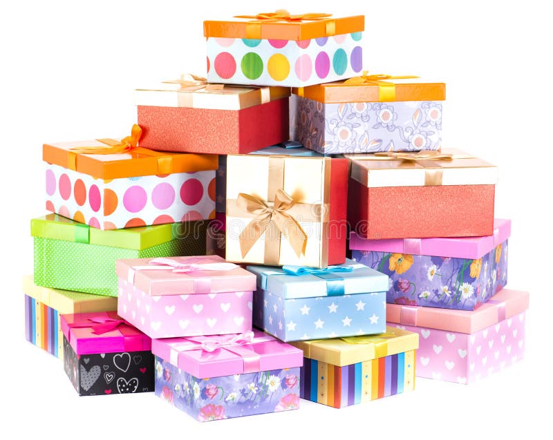 Mount Gift Boxes with Ribbon Bow Stock Image - Image of cardboard ...