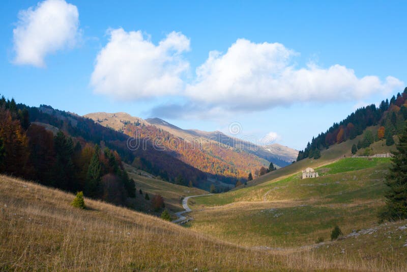 Mount Grappa Autumn Landscape. Italian Alps View Stock Image - Image of ...