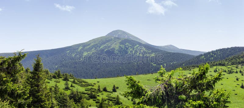 Mount Hoverla in Carpathian Mountains, View from the West Stock Photo ...