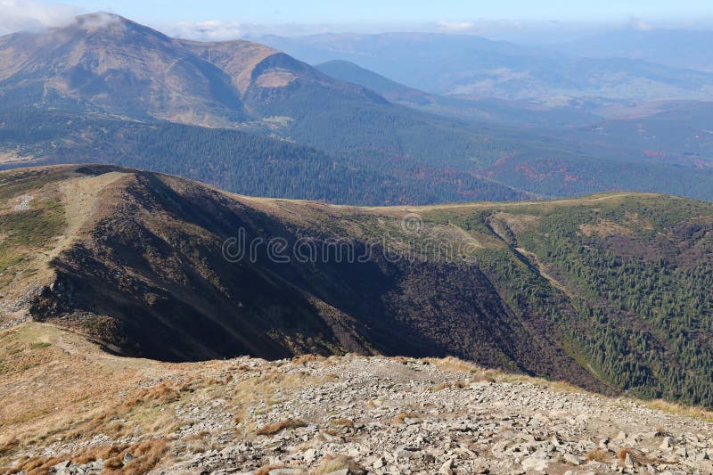 Mount Hoverla Hanging Peak of the Ukrainian Carpathians Against the ...