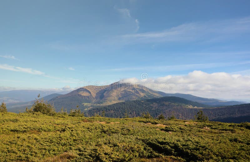 Mount Hoverla Hanging Peak of the Ukrainian Carpathians Against the ...