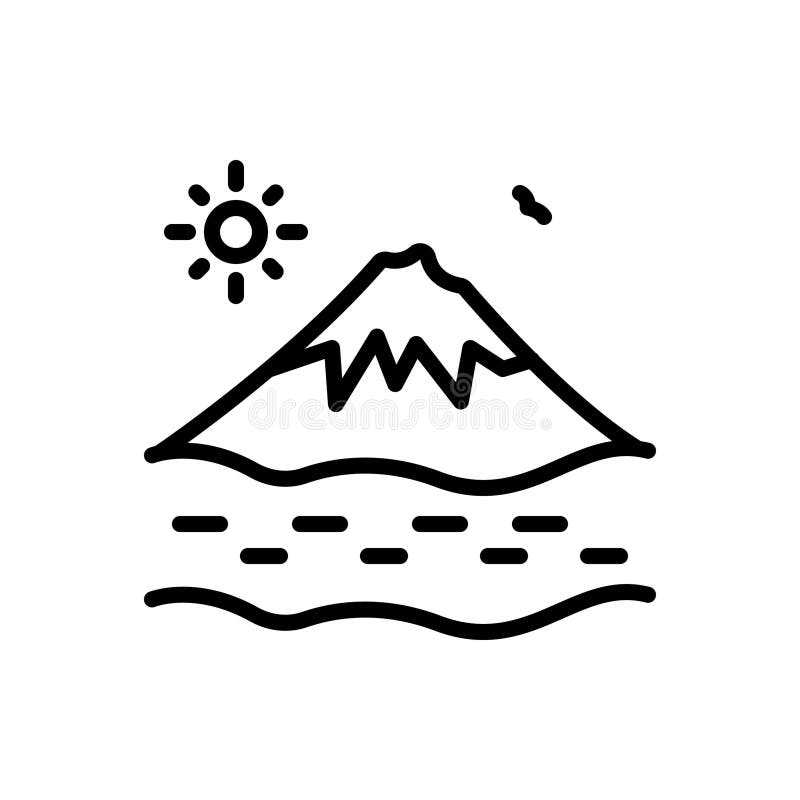 Black Line Icon for Mount, Mountain and Height Stock Vector ...