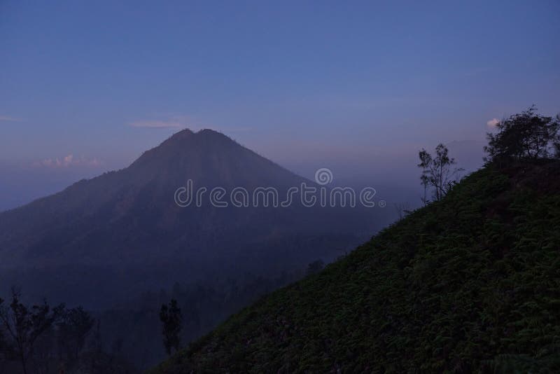 Mount Ijen at Sunset Time in East Java, Indonesia. Stock Photo - Image ...