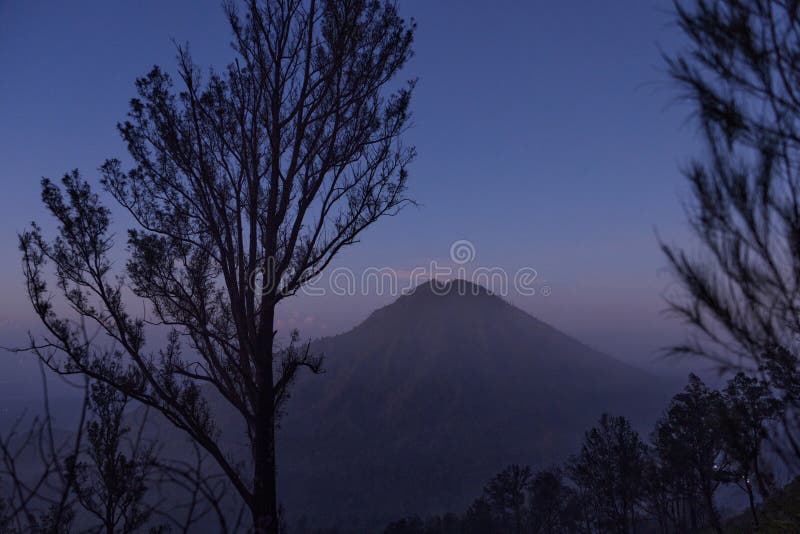 Mount Ijen at Sunset Time in East Java, Indonesia. Stock Photo - Image ...