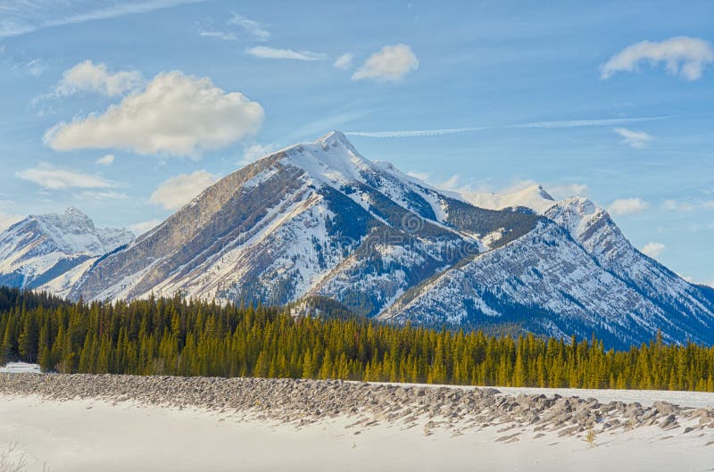 Mount Indefatigable in Winter, Kananaskis, Canada Stock Photo - Image ...