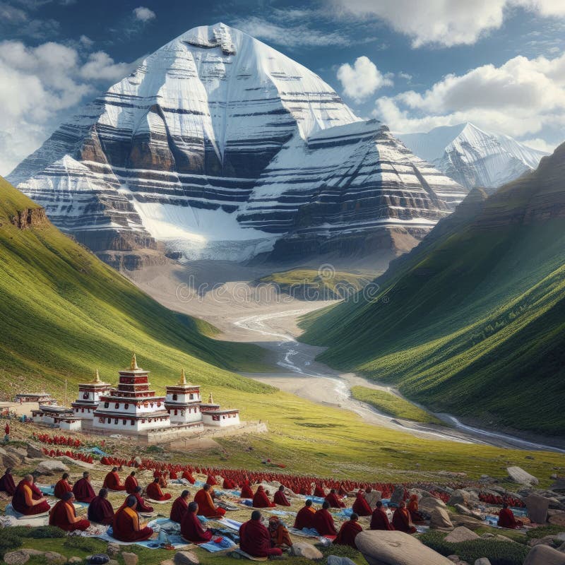 Mount Kailash Landscape Image Stock Illustration - Illustration of holy, sunset: 340090591