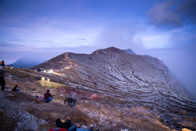 Mount Kawah Ijen Volcano in East Java, Indonesia. Stock Image - Image ...