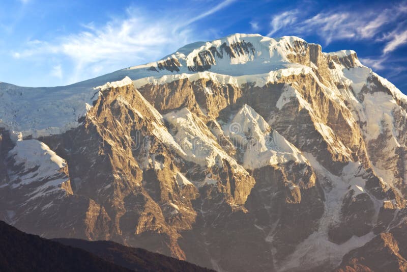 Mount Lamjung Himal at Dawn, Nepal Stock Photo - Image of himalayan ...