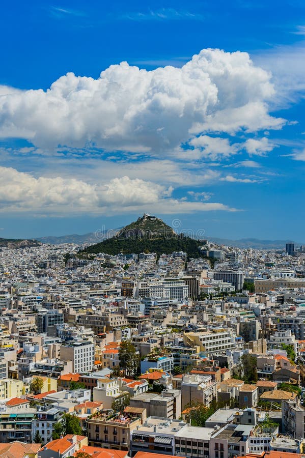 Mount Lycabettus in Athens stock image. Image of lycabettus - 155336267