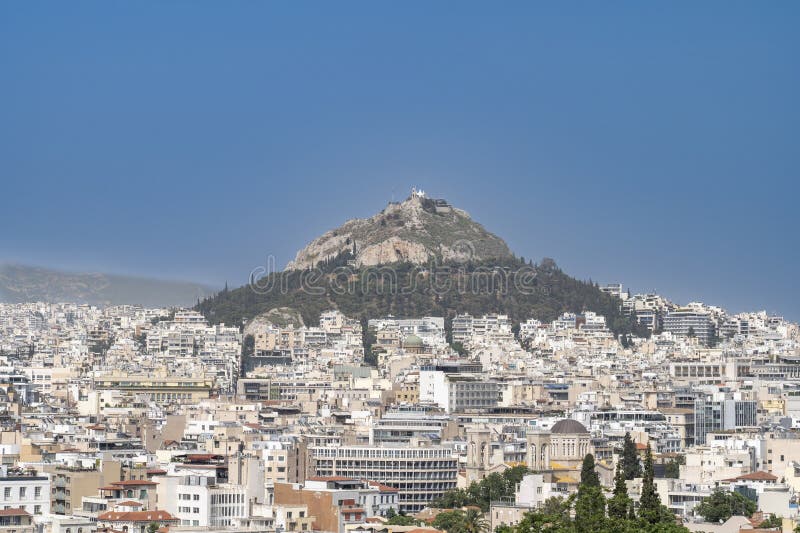 Mount Lycabettus in Athens with Views To the Acropolis Stock Image ...