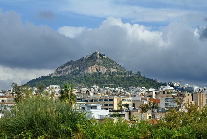 Mount Lycabettus in Athens stock image. Image of hill - 252612033