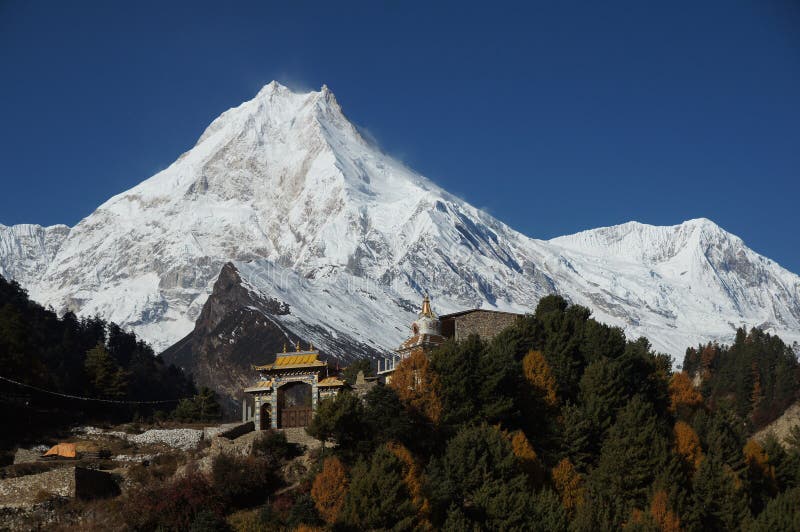 Mount Manaslu in Nepal Himalaya Stock Image - Image of thousanders ...