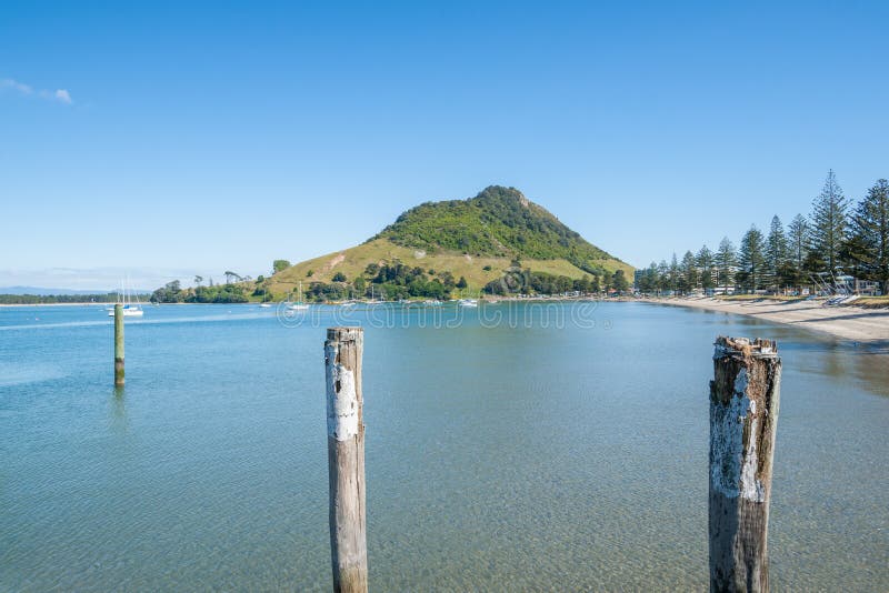 Mount Maunganui Along Beach of Pilot Bay Stock Image - Image of ...