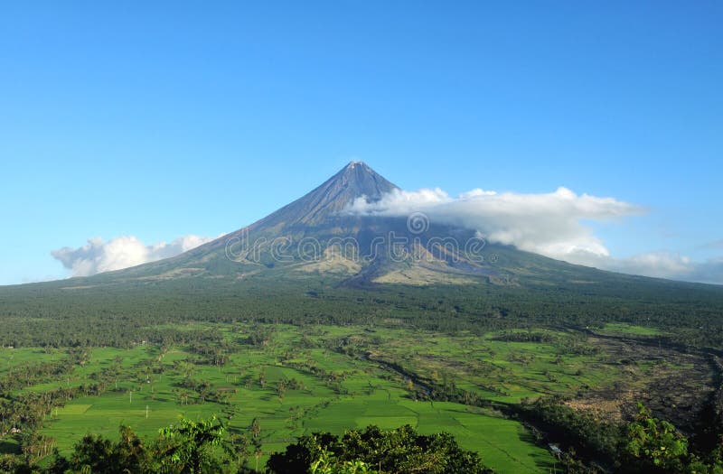 Mount Mayon Volcano stock image. Image of symmetrical - 16660487
