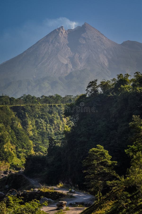 Mount Merapi, Indonesia Volcano Landscape View Stock Image - Image of ...