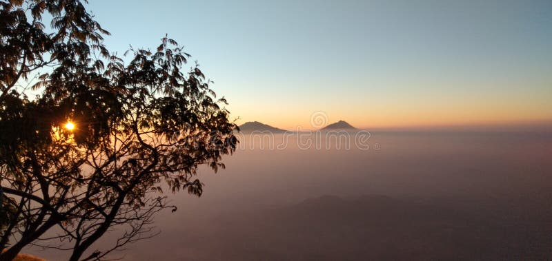 Mount Merapi and Mount Merbabu from a Height Stock Image - Image of ...