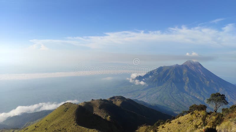 Mount Merapi from the Top of Mount Merbabu Stock Image - Image of mount ...